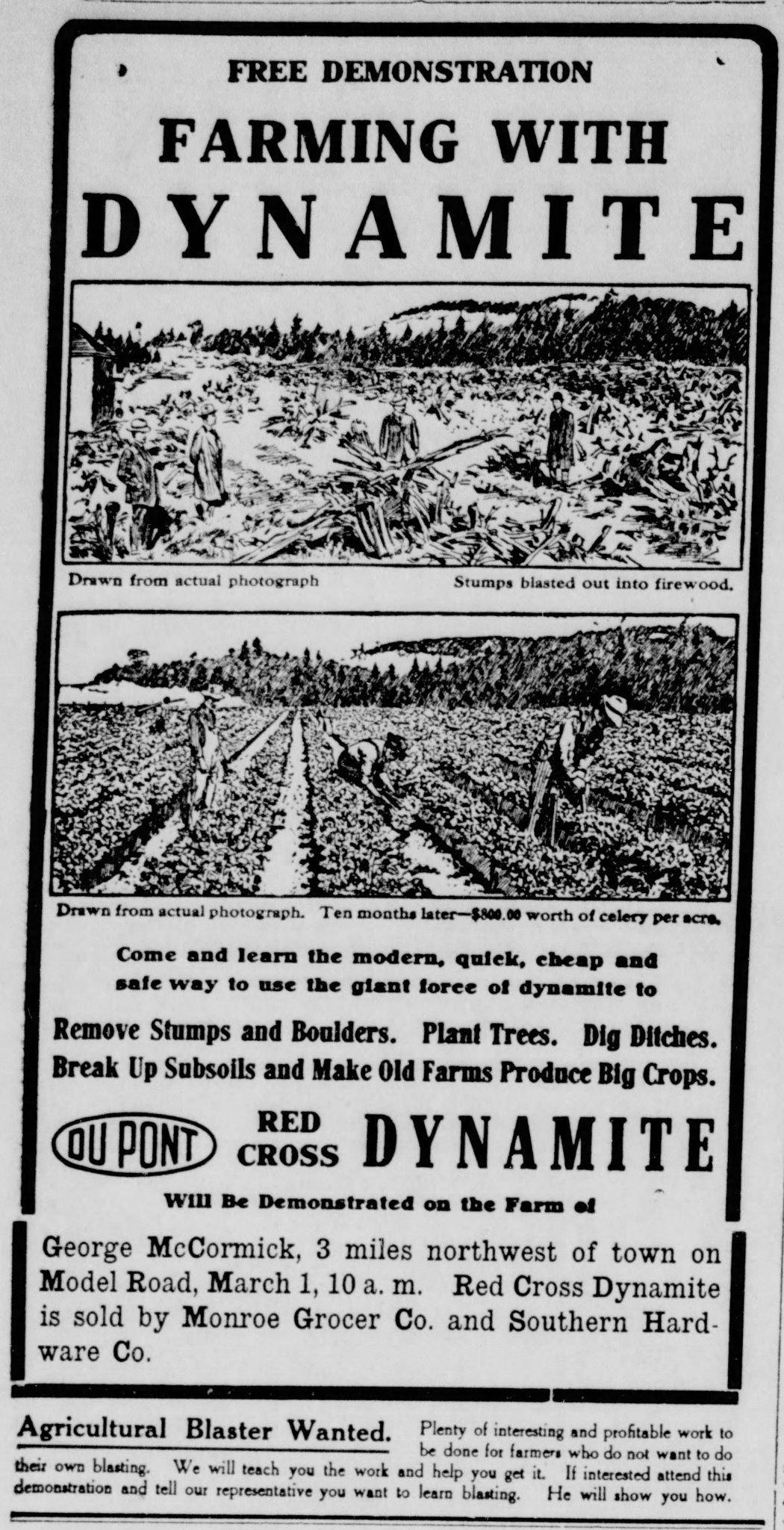 Using Dynamite to Farm… – Ouachita Parish History Tidbits
