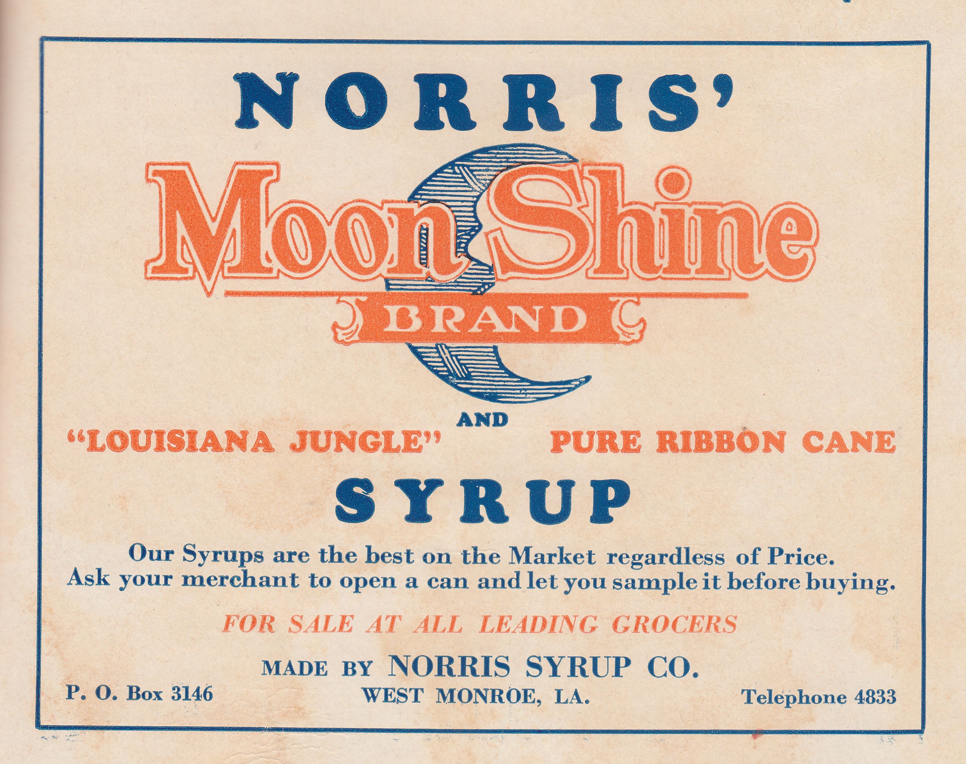 Norris Syrup Company Ad – 1931 – Ouachita Parish History Tidbits