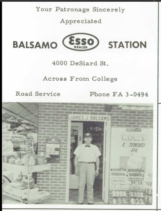 Balsamo Esso Station – 1963 – Ouachita Parish History Tidbits
